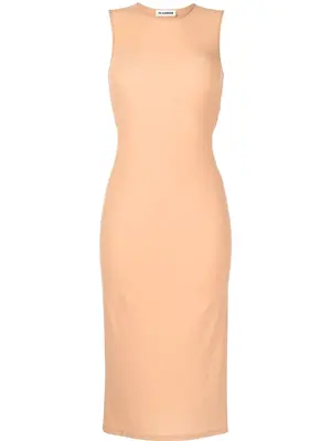 JIL SANDER Round Neck Sleeveless Maxi Dress - Neutrals