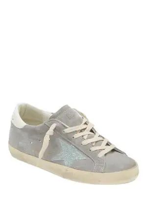 GOLDEN GOOSE Super-star Glitter Detail Low Top Sneaker - Grey/blue