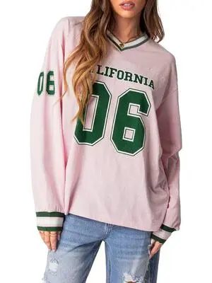 EDIKTED Cali Oversize Baseball T-shirt - Light-pink