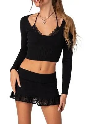 EDIKTED EDIKTED Peekaboo Halter Crop Sweater