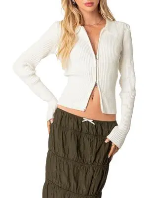 EDIKTED Cora Ribbed Cardigan - Cream