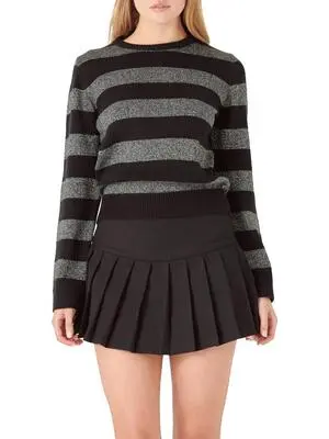 English Factory Metallic Stripe Sweater - Black Multi