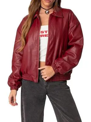 EDIKTED Halley Faux Leather Jacket - Bordu