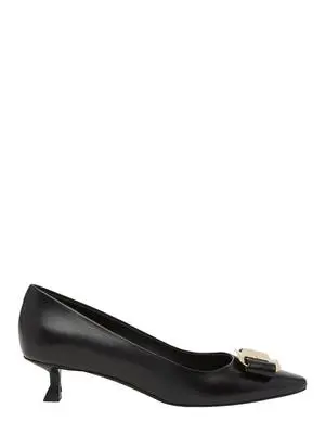FERRAGAMO Zelma Leather Kitten-heel Pumps - Nero