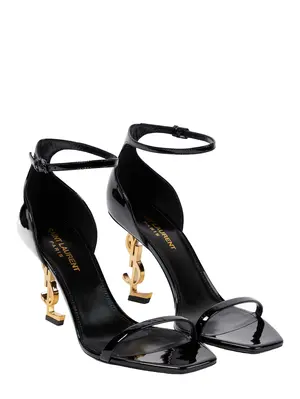 Saint Laurent Opyum 85 Patent Leather Sandals - Black