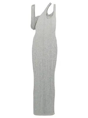 Attico Embellished Jersey Midi Dress - Silver