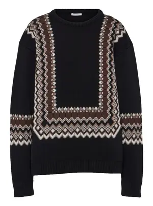 Chloé Wool-blend Jacquard Sweater - Black