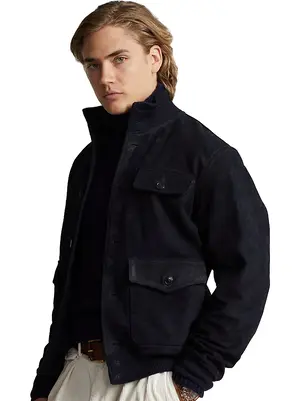 Ralph Lauren Ralph Lauren Roughout Suede Jacket Collection Navy