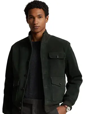 Ralph Lauren Ralph Lauren Roughout Suede Jacket Dark Equine Green