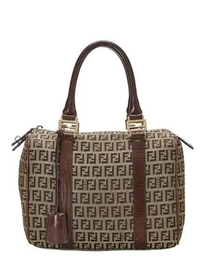 Fendi Zucchino Canvas Boston Bag - Brown