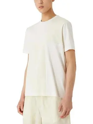 Emporio Armani Patchwork Effect Short Sleeve Crewneck Logo Tee - Off White