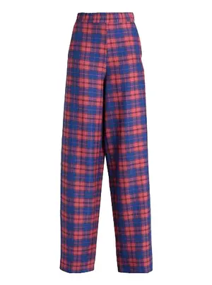 JIJIL JIJIL Wide-Leg Tartan Flannel Trousers Red