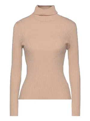MVP WARDROBE Turtleneck Lightweight Knit Top - Beige