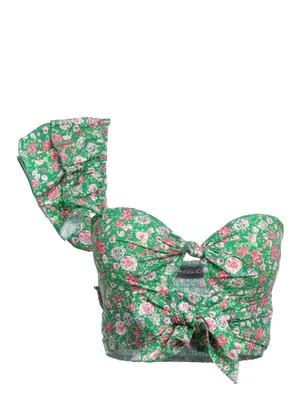 VANESSA SCOTT VANESSA SCOTT One-Shoulder Floral Top Green