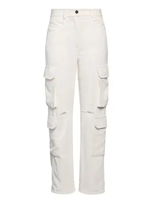 VICOLO VICOLO Straight Leg Velvet Trousers White