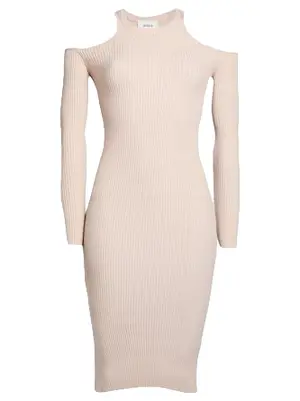 VICOLO Midi Bodycon Dress Beige