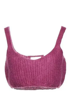 SOLOTRE Knit Crop Top - Red