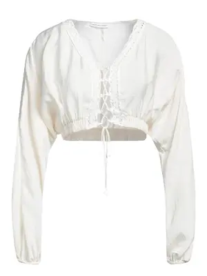 YOUNG POETS YOUNG POETS Woven Crop Top With Lace Ivory