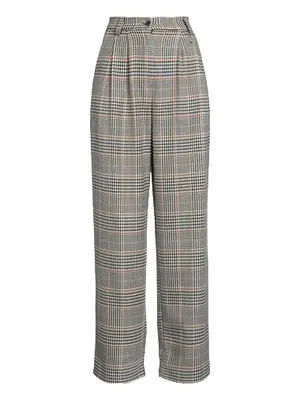 BERNA Glen Plaid Chinos - Brown