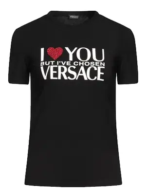 Versace Printed T-shirt With Crystal Embellishments - Black
