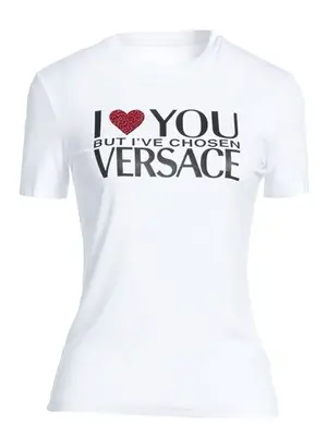 Versace Printed T-shirt With Crystal Embellishments - White