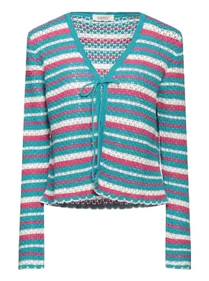 KONTATTO Striped Knit Cardigan - Blue