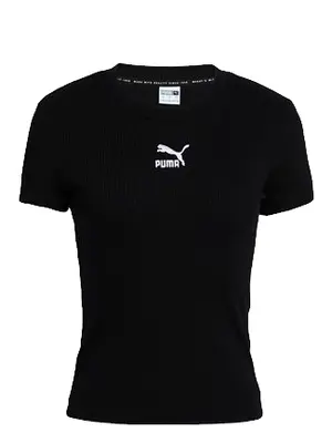 PUMA Classics Ribbed Slim Tee - Black