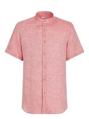 8 BY YOOX Linen Korean Collar S/sleeve Regular-fit Shirt Shirt Size Linen - Red