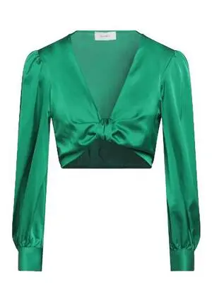 VICOLO Satin Crop Top - Green