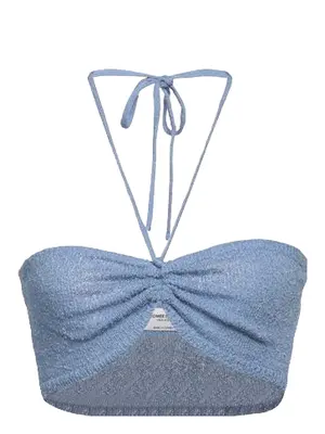 NA-KD Bouclé Crop Top - Blue