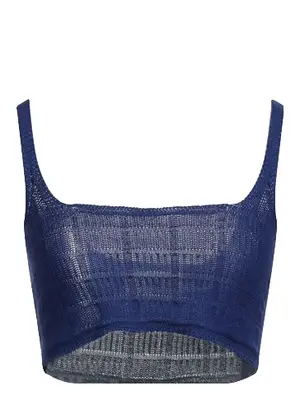 SOLOTRE Cotton Knit Crop Top Blue