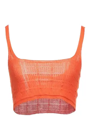 SOLOTRE Cotton Knit Crop Top Orange