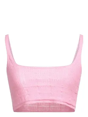 SOLOTRE Cotton Knit Crop Top Pink