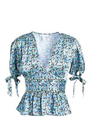 Topshop Peplum Floral Top - Blue
