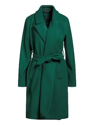VANESSA SCOTT Belted Single-Breasted Coat Green