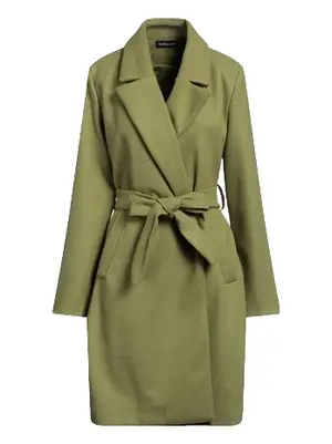 VANESSA SCOTT Belted Single-Breasted Coat Light Green