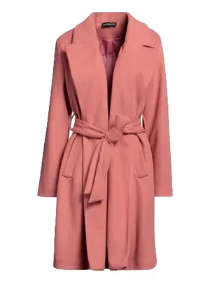 VANESSA SCOTT Belted Single-Breasted Coat Pink