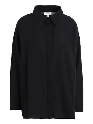 Topshop Cotton Woven Oversized Shirt - Black