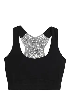 SAPOPA Crop Top With Lace Detail - Black