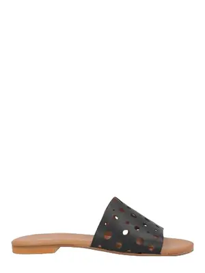 VIVIAN Calfskin Openwork Sandals - Black