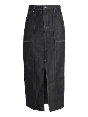 Topshop Denim Flared Skirt - Black