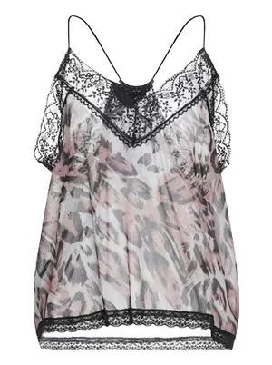 NGHTBRD Lace-trimmed Chiffon Top - Pink