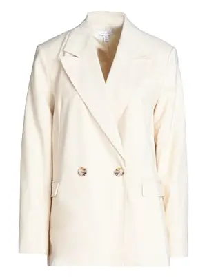 Topshop Double-breasted Blazer - White
