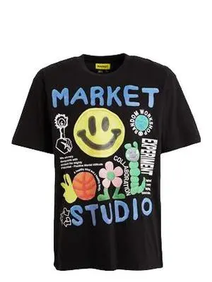 MARKET Smiley Collage Tee T-shirt Size Cotton - Black