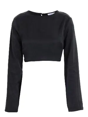 Topshop Cropped Twill Top - Black