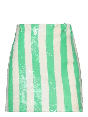 VICOLO Striped Sequin Mini Skirt Green