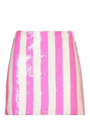 VICOLO Striped Sequin Mini Skirt Pink