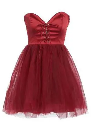 ANIYE BY Satin And Tulle Mini Dress Red