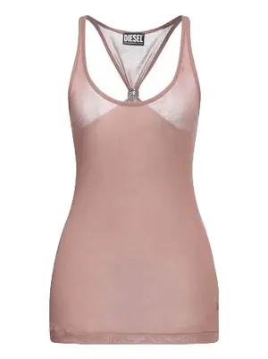 DIESEL Ribbed Jersey Tank Top Pink