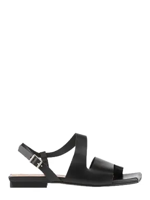 GANNI Leather Thong Sandals Black